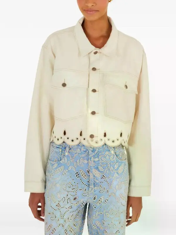 Farm Rio Richelieu Cut-out Cropped Jacket - Neutrals