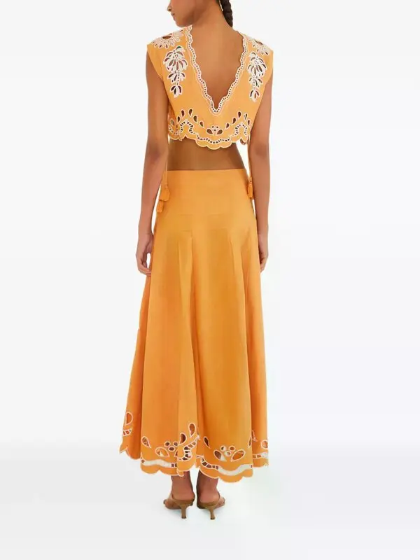 Farm Rio Floral Embroidered Skirt - Orange