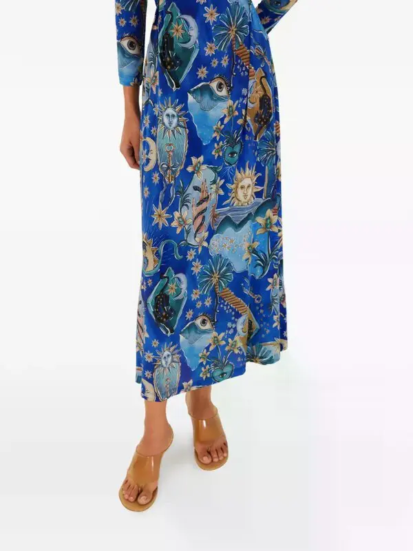 Farm Rio Twisted Print Midi Dress - Blue
