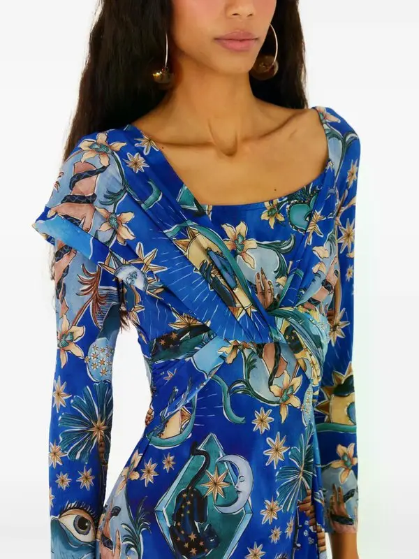 Farm Rio Twisted Print Midi Dress