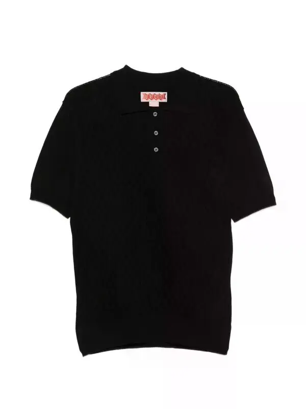 BARACUTA Textured Polo Shirt - Black