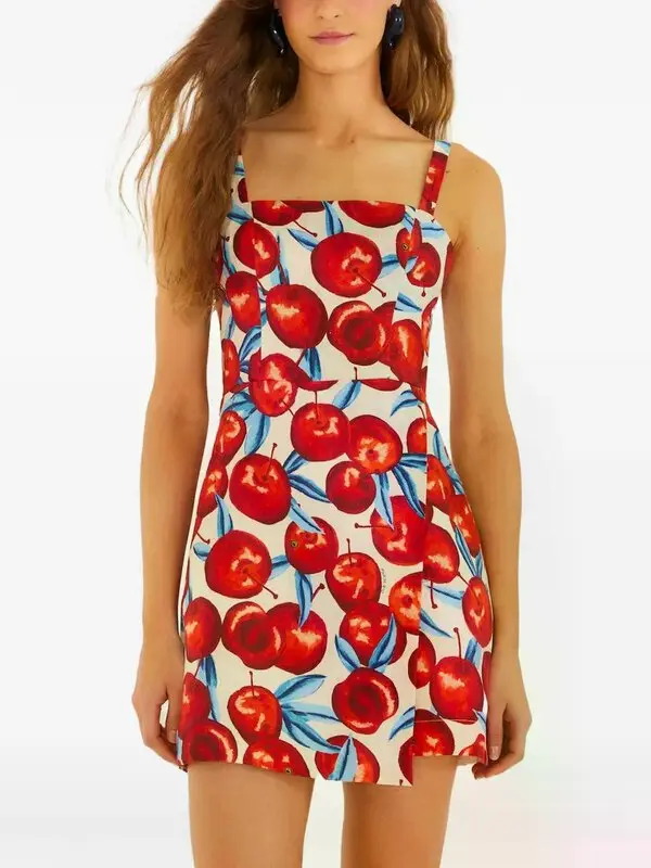Farm Rio Cherry-print Mini Dress - White