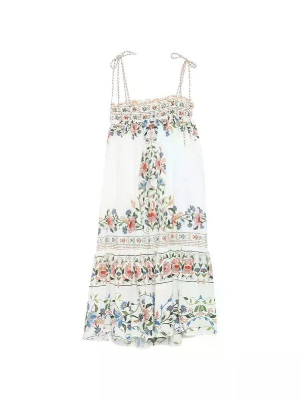 Farm Rio Stitched Garden Long Dress - White