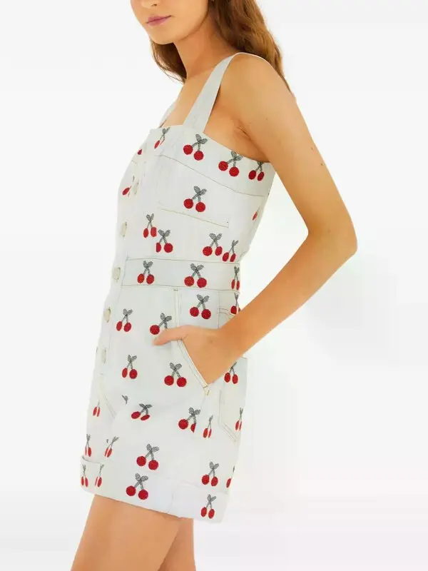 Farm Rio Cherry-print Buttoned Playsuit