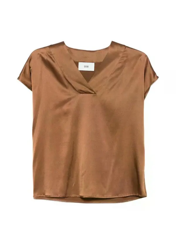 SOLOTRE V-neck Blouse - Brown