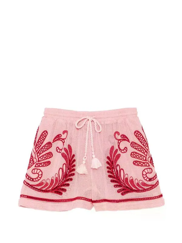 Farm Rio Arabesque Embroidered Shorts - Pink