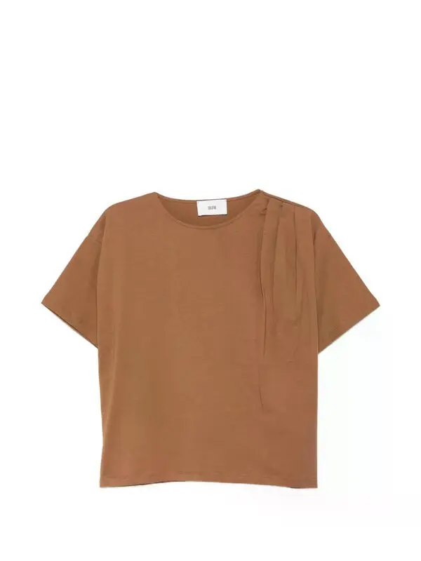 SOLOTRE Gathered-trim T-shirt - Brown