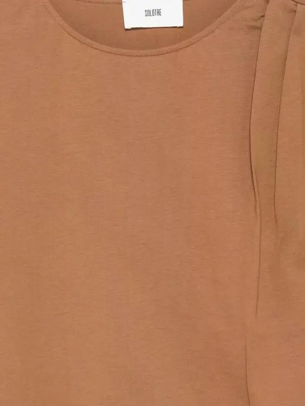 SOLOTRE Gathered-trim T-shirt - Brown