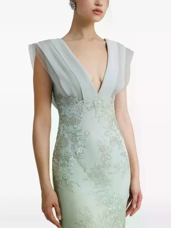 GEMY MAALOUF Embellished V-neck Maxi Dress