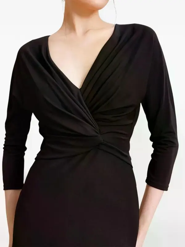 GEMY MAALOUF V-neck Draped Maxi Dress - Black