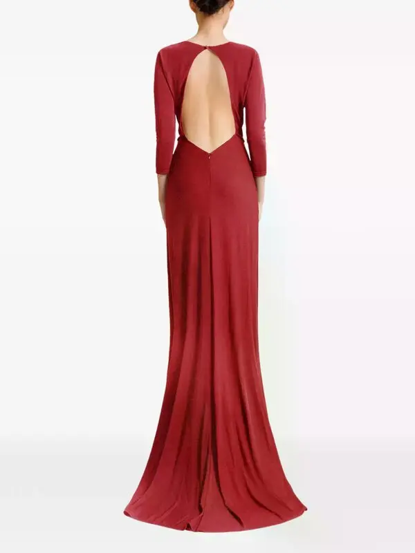 GEMY MAALOUF V-neck Draped Maxi Dress - Red