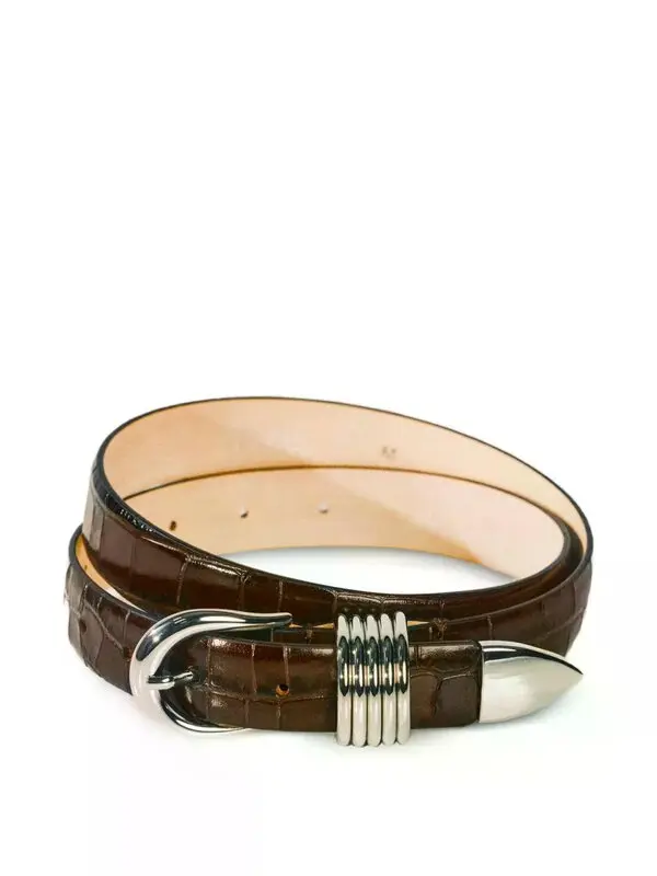 DEHANCHE Crocodile-effect Leather Belt - Brown