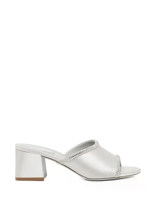 Rene Caovilla Embellished Mules - Silver