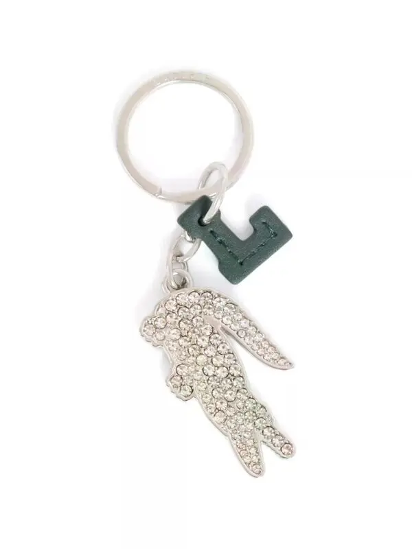 Lacoste Crystallised Leather Keyring - Silver