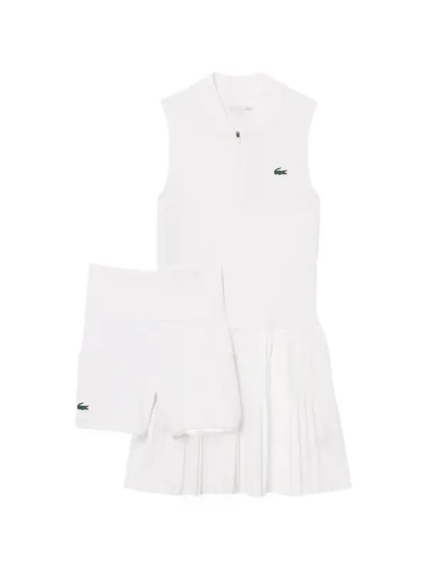 Lacoste Pleated Sleeveless Mini Dress - White