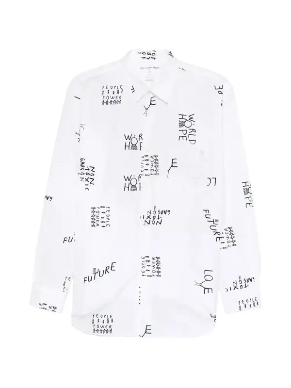 Comme Des Garçons Printed Cotton Shirt - White