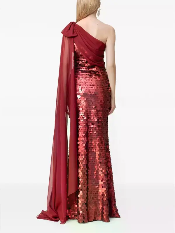 GEMY MAALOUF Sequin Embellished Cape-sleeve Maxi Dress