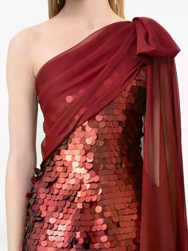 GEMY MAALOUF Sequin Embellished Cape-sleeve Maxi Dress