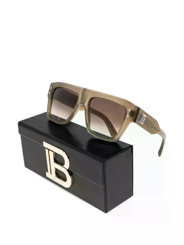 Balmain B-scene Rectangle Frame Sunglasses - Brown