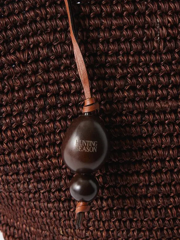 HUNTING SEASON Large Leather-trimmed Raffia Shopper Tote