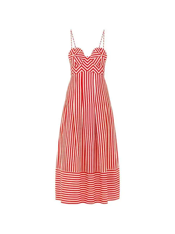 Farm Rio Striped Midi Dress - Red