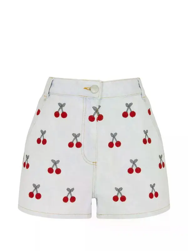 Farm Rio Cherry-print Shorts - Blue