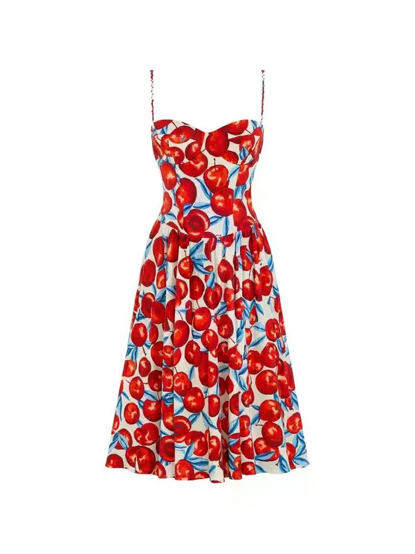 Farm Rio Smocked Floral A-line Dress - Red