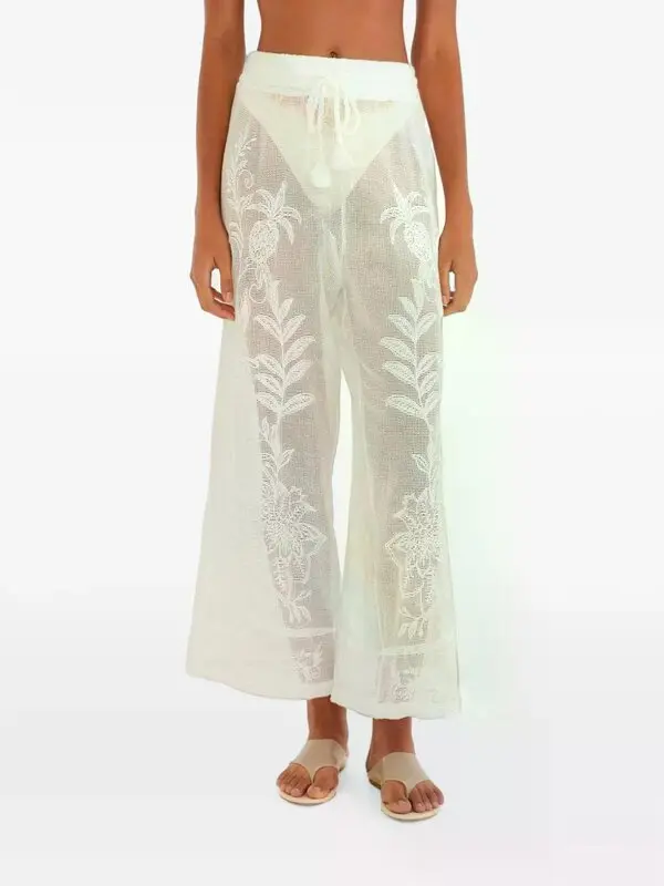 Farm Rio Off- Nina Wide Leg Trousers - White