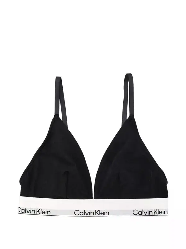 Calvin Klein Logo-band Unlined Triangle Bra - Black