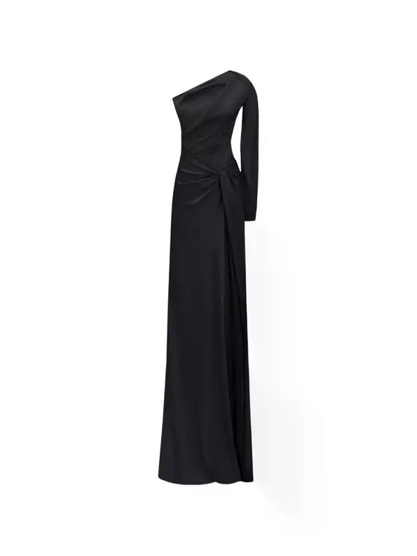 GEMY MAALOUF One-shoulder Draped Maxi Dress - Black