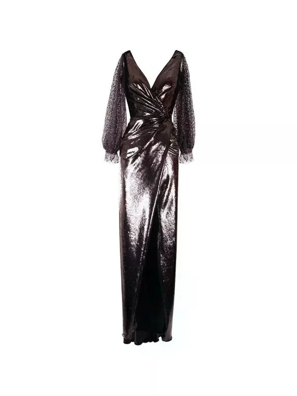 GEMY MAALOUF Laced V-neck Maxi Dress - Black