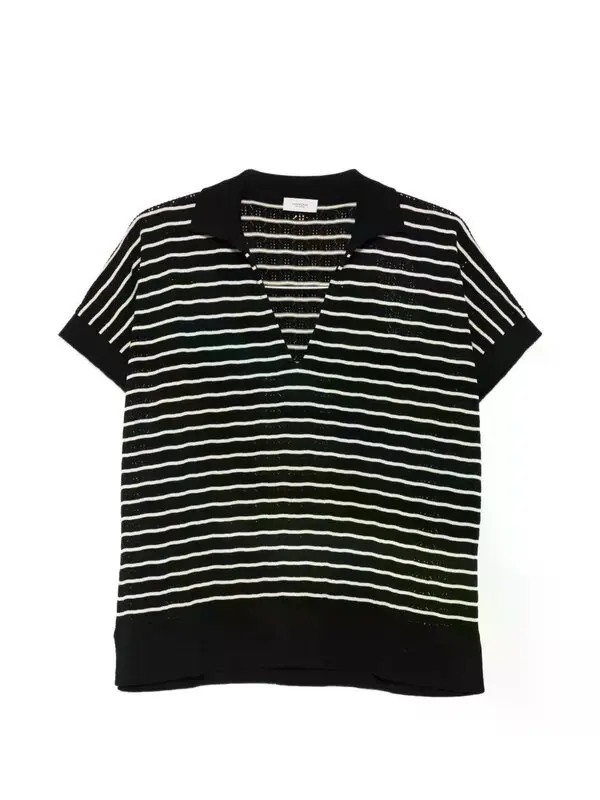 Agnona Striped V-neck T-shirt - Black