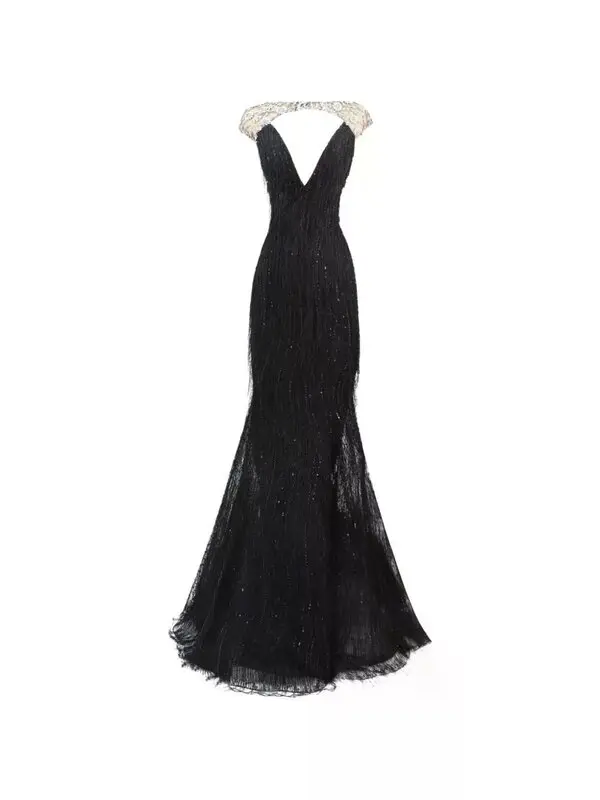 GEMY MAALOUF Beaded Maxi Dress - Black