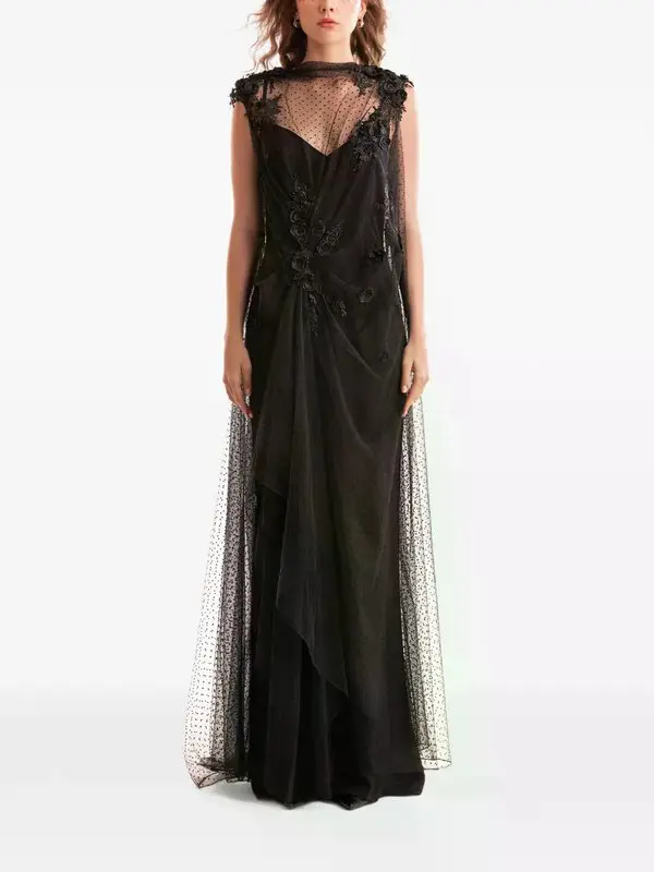 GEMY MAALOUF Draped Maxi Dress - Black