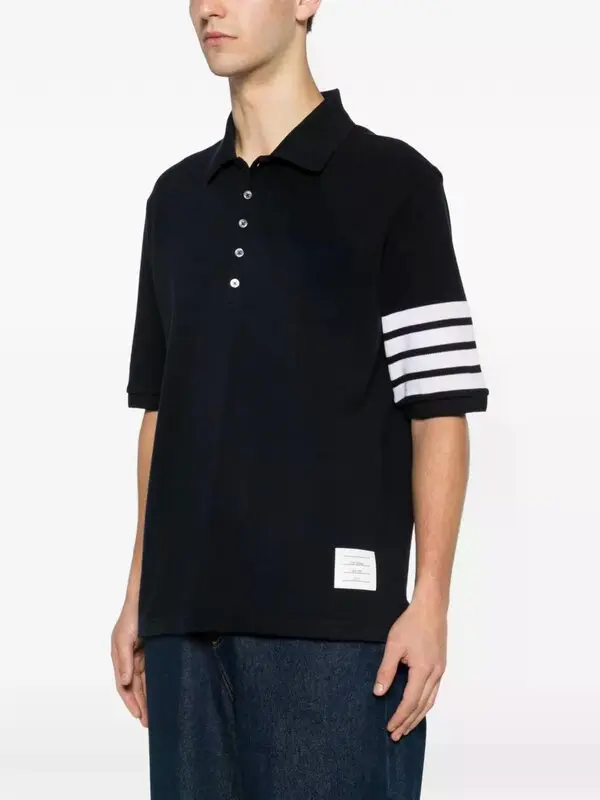 Thom Browne Stripe-detail Polo Shirt - Blue