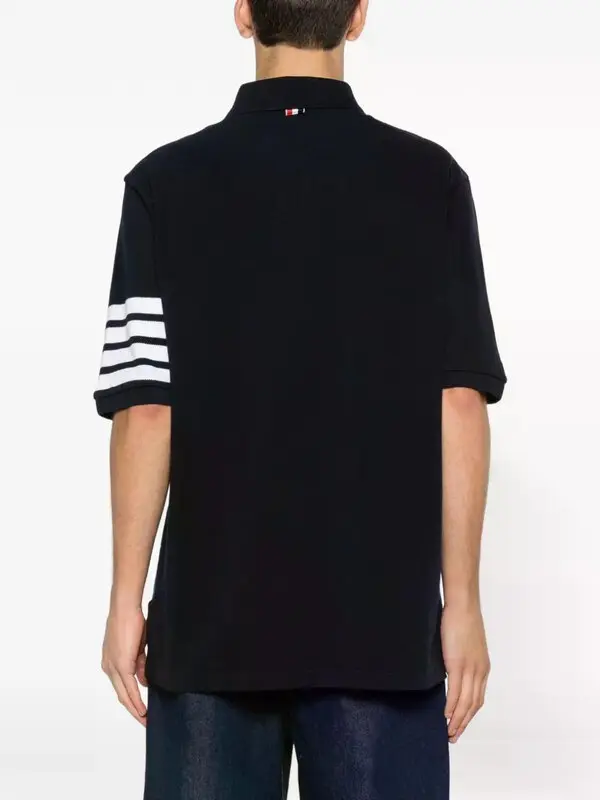 Thom Browne Stripe-detail Polo Shirt - Blue