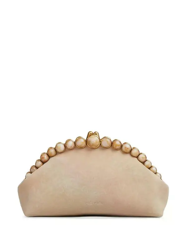 Cult Gaia Una Suede Clutch - Neutrals
