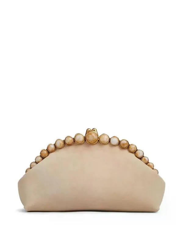 Cult Gaia Una Suede Clutch - Neutrals