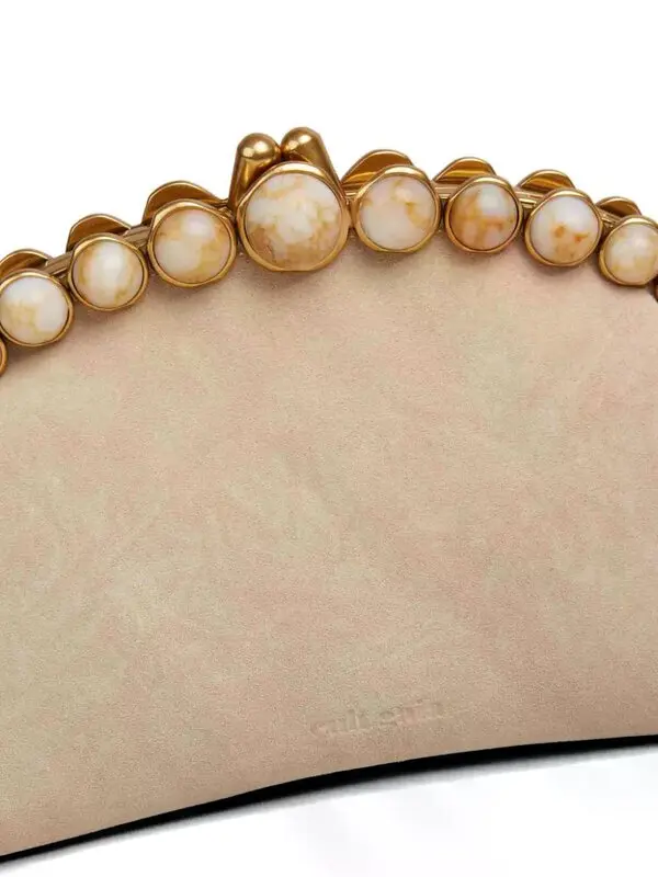 Cult Gaia Una Suede Clutch - Neutrals