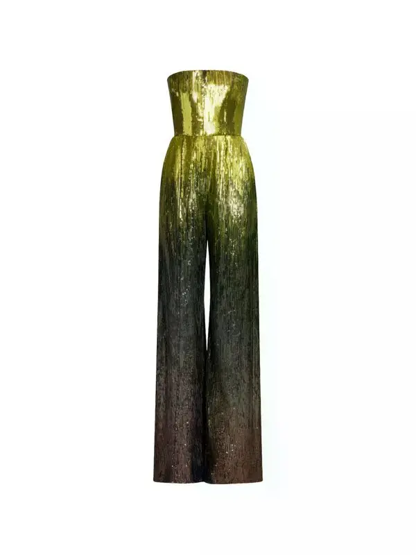 Elie Saab Strapless Sequin Jumpsuit - Green