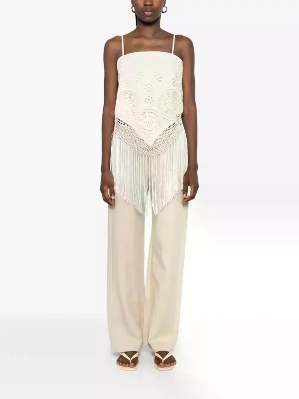 Sea Rafina Fringed Top - Neutrals
