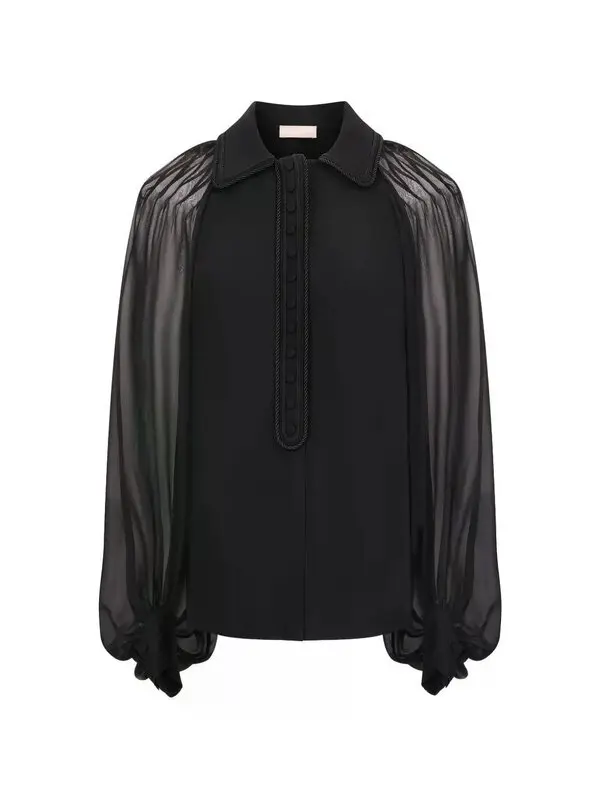 Elie Saab Cord-embellished Silk Shirt - Black
