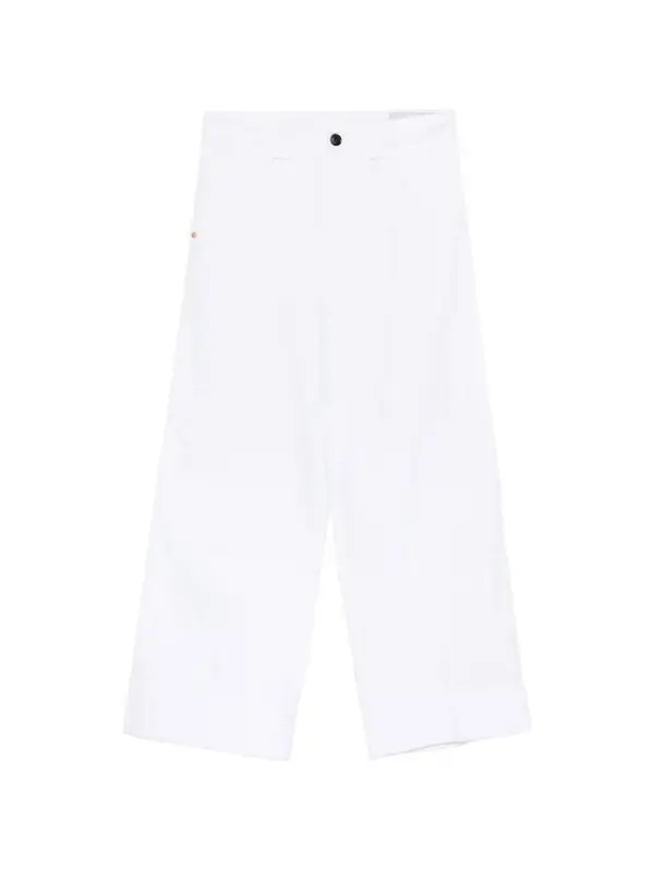 WHITE SAND Turn-up Trousers - White