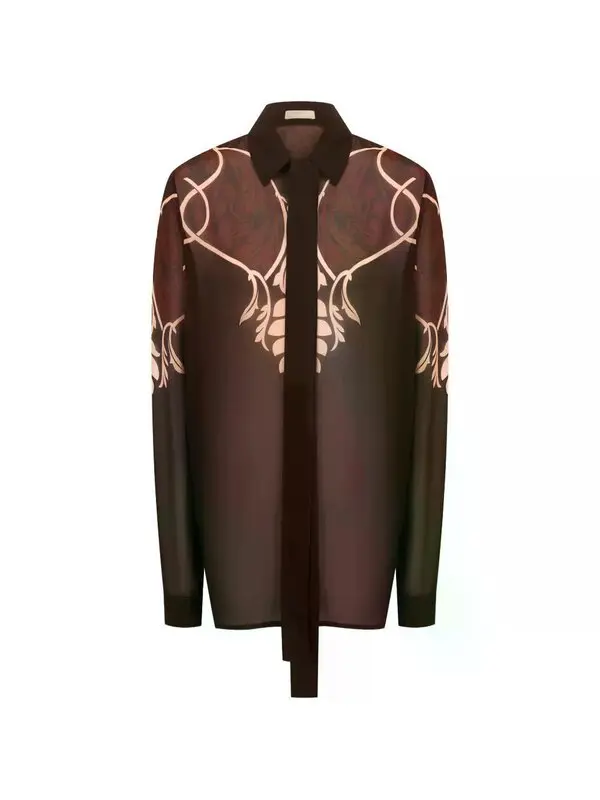 Elie Saab Printed Chiffon Shirt - Brown