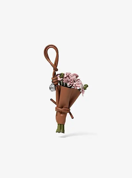Michael Kors Leather Floral Bouquet Bag Charm - Pink