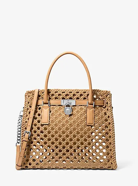 Michael Kors Hamilton Moderne Large Hand-woven Satchel - Brown