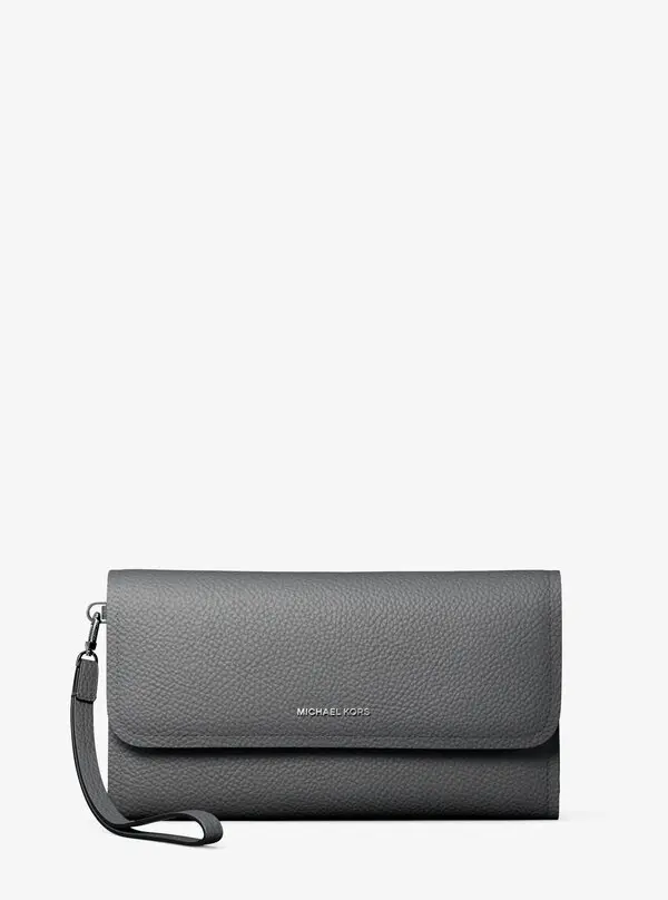 Michael Kors Jet Set Medium Pebbled Leather Convertible Wristlet In By - Brown