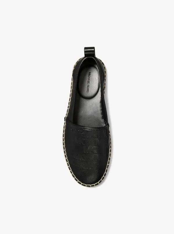 Michael Kors Elias Logo Embossed Leather Espadrille
