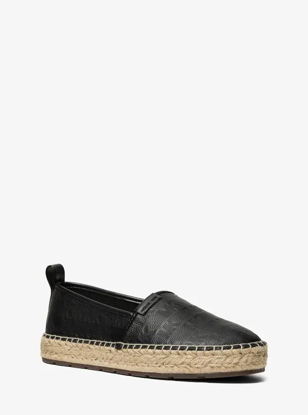 Michael Kors Elias Logo Embossed Leather Espadrille