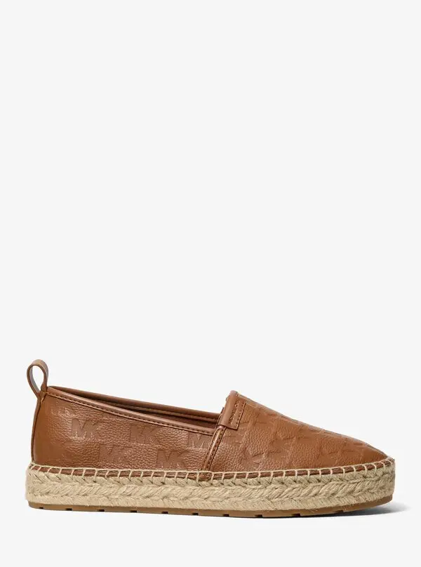 Michael Kors Elias Logo Embossed Leather Espadrille
